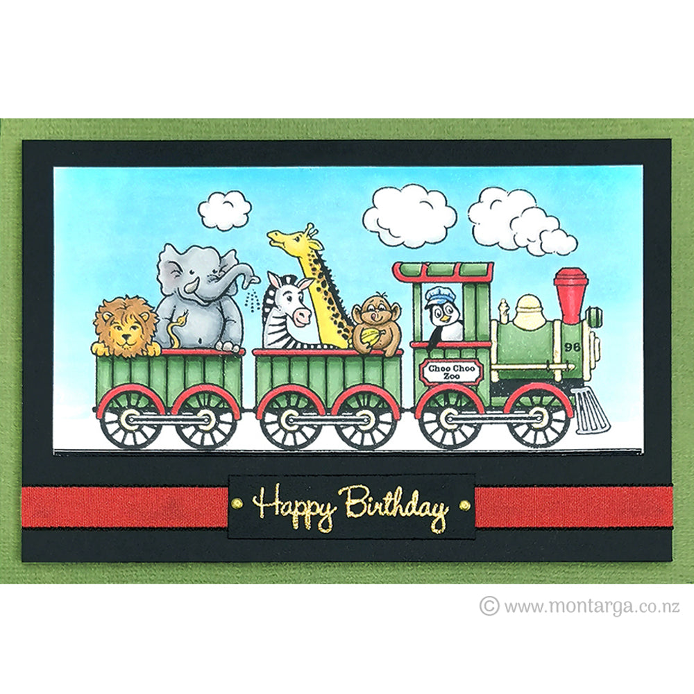 Card Sample - Choo Choo Zoo | Montarga – Rubber Stamps by Montarga
