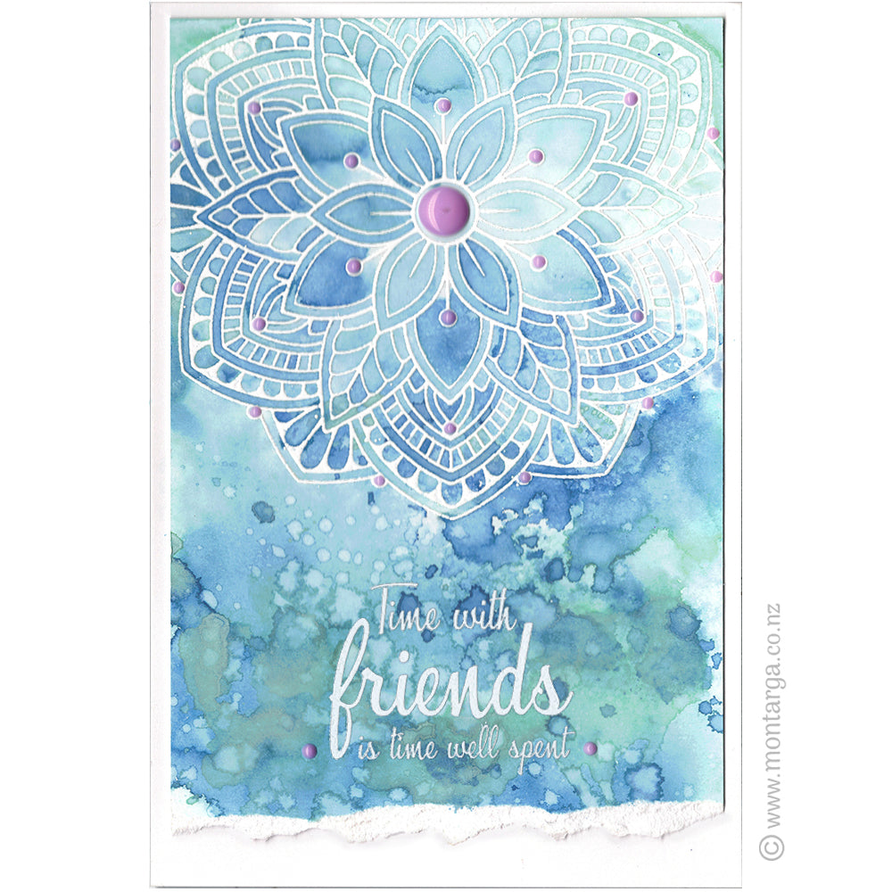 Card Sample - Watercolour Mandala | Montarga – Rubber Stamps by Montarga