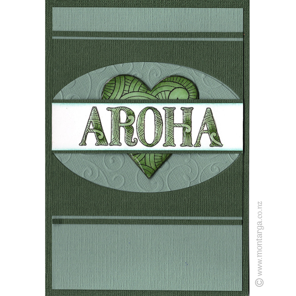 Card Sample - Aroha Heart | Montarga – Rubber Stamps by Montarga
