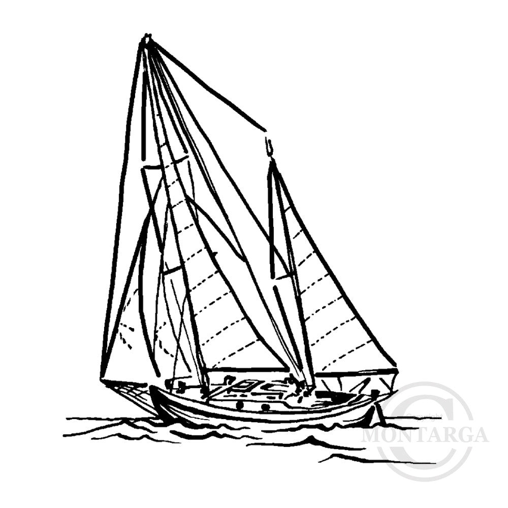 1464 F - Sail Boat Rubber Stamp – Rubber Stamps by Montarga