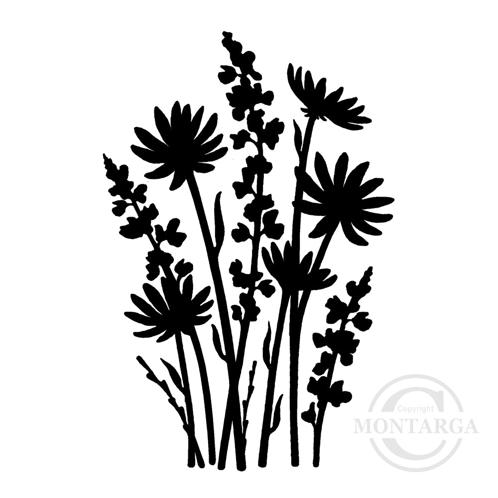 1998 GG - Wildflower Silhouette Rubber Stamp – Rubber Stamps by Montarga