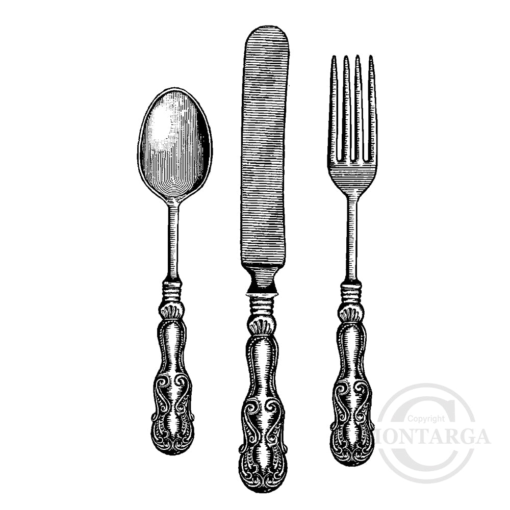 3802 E - Knife Fork Spoon Rubber Stamp – Rubber Stamps by Montarga
