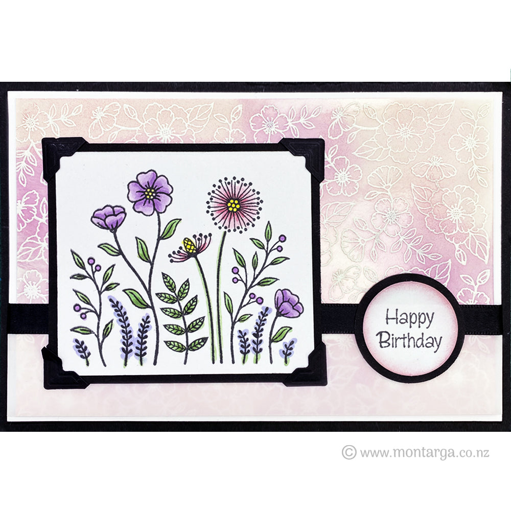 Card Sample - Flower Patch - gloss background | Montarga – Rubber ...
