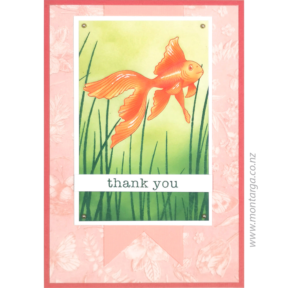 Card Sample - Goldfish in Grass | Montarga – Rubber Stamps by Montarga