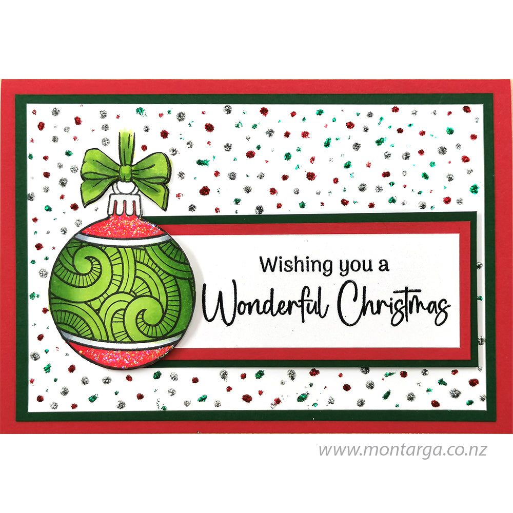 Card Sample - Glittery Christmas Bauble | Montarga – Rubber Stamps by ...