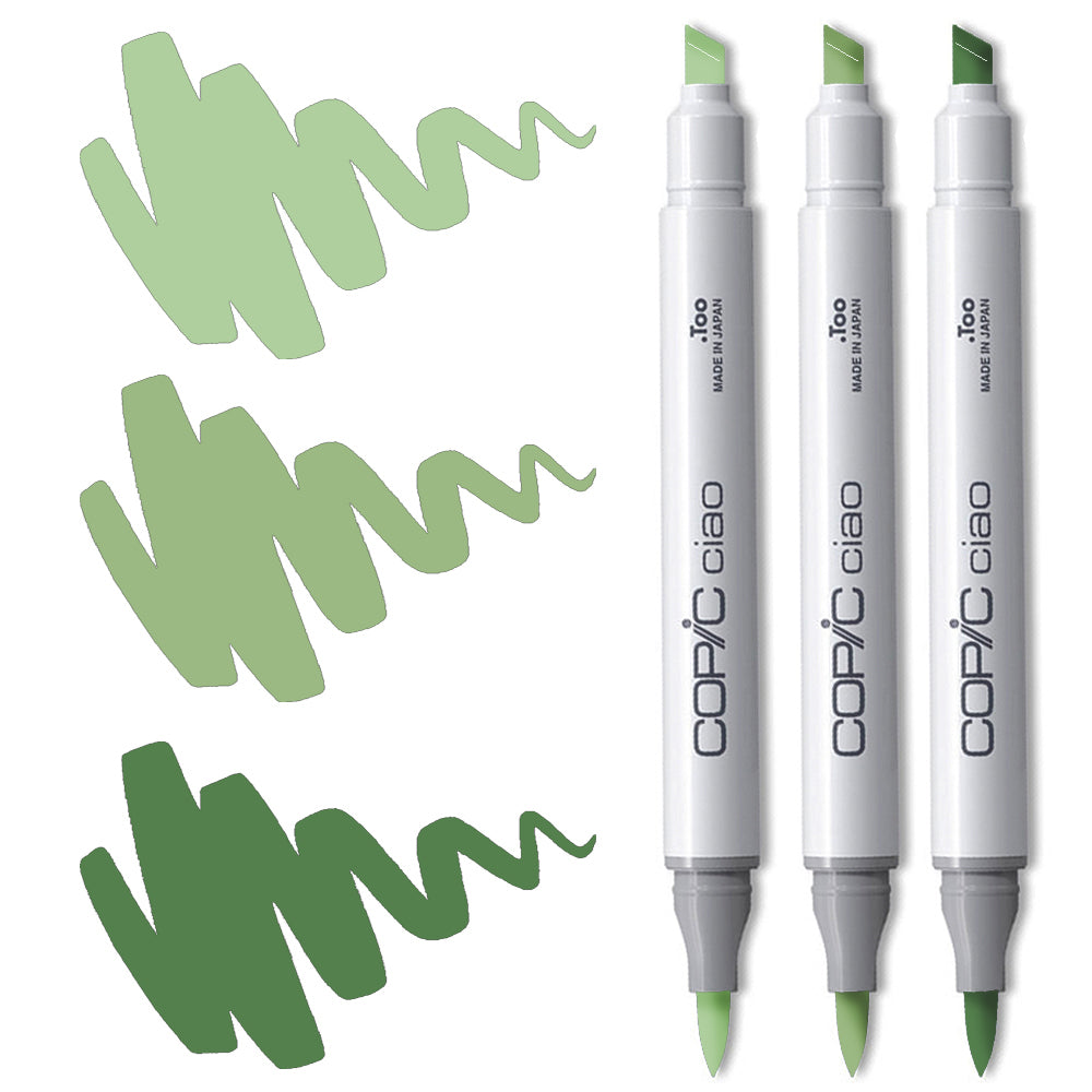 Green Blending Trio Copic Ciao Markers – Rubber Stamps by Montarga