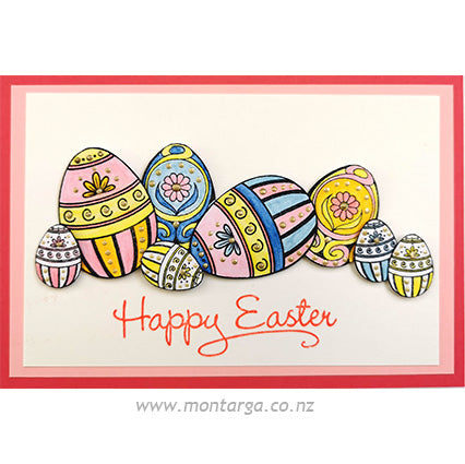 Card Sample - Easter - Colourful Easter Eggs | Montarga – Rubber Stamps ...