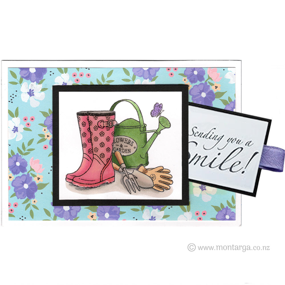 Card Sample - Pull-out Tag Card | Montarga – Rubber Stamps by Montarga