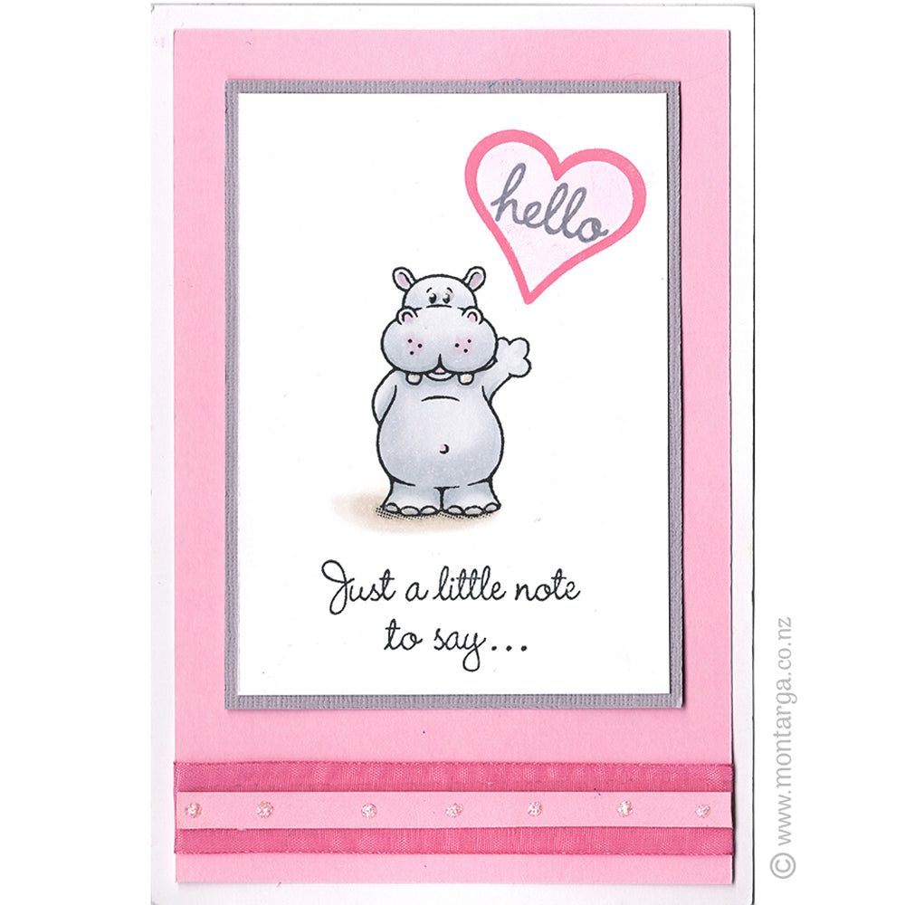 Card Sample - Hello Hippo | Montarga – Rubber Stamps by Montarga