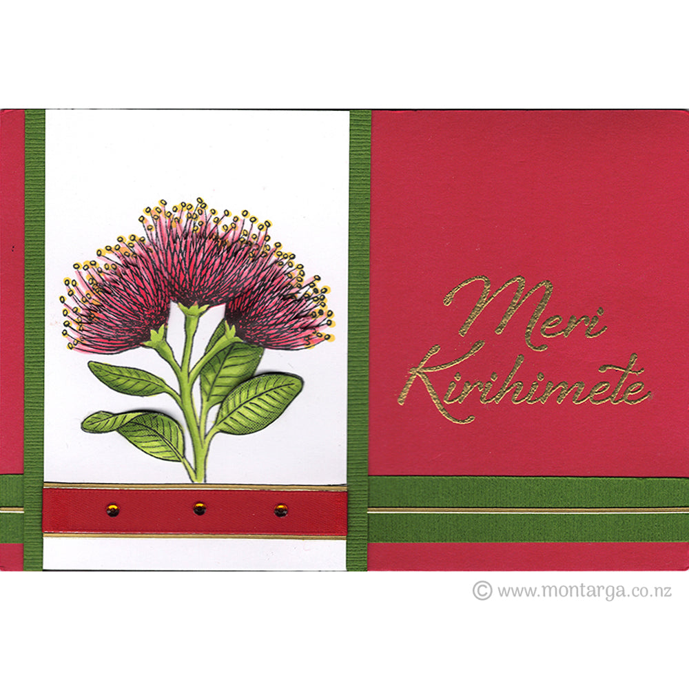 Card Sample - Red Pohutukawa | Montarga – Rubber Stamps by Montarga