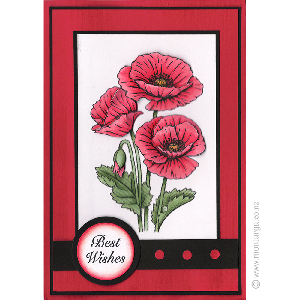 Card Sample - Anzac - Poppies | Montarga – Rubber Stamps by Montarga